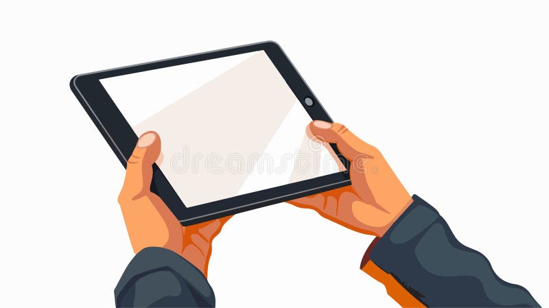 Creative Hands Holding Tablet PC - Cartoon Illustration for Digital ...