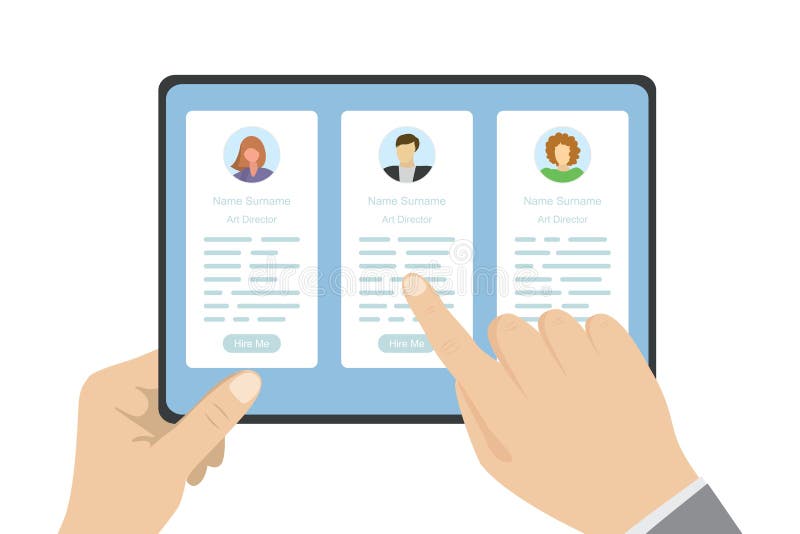 Hands Holding Tablet Pc,three Cv Resume on Screen,application Template ...