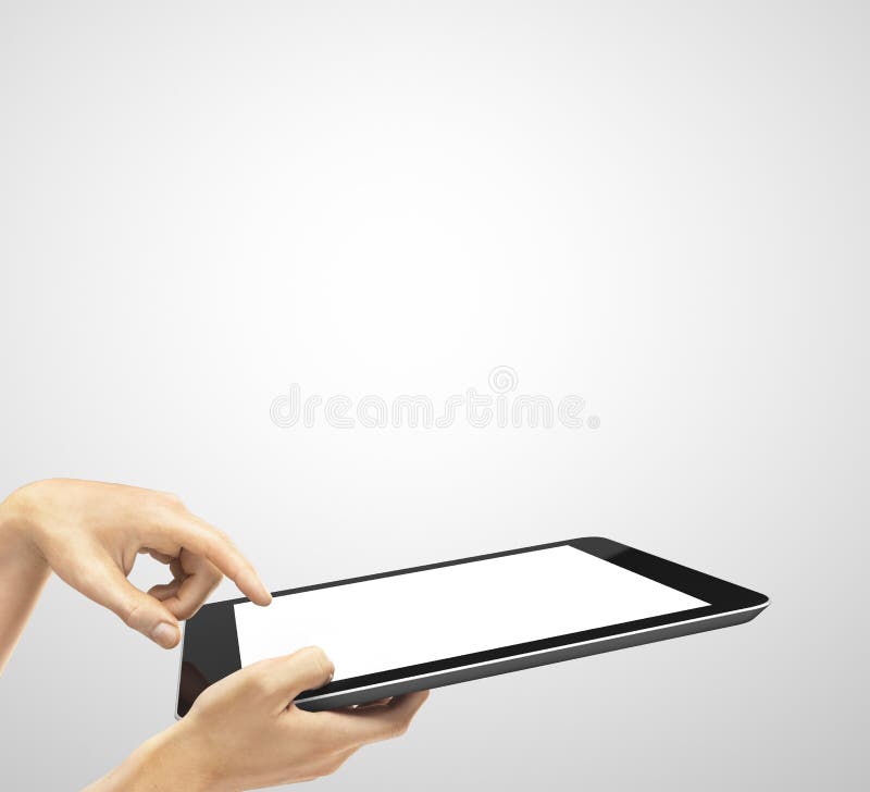 Hands holding a tablet stock photo. Image of digital - 32427452