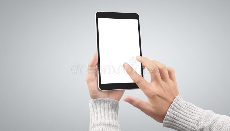 Hands Holding Tablet Touch Computer Gadget Stock Image - Image of hand ...