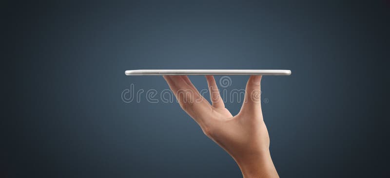Hands Holding Tablet Touch Computer Gadget Stock Image - Image of ...