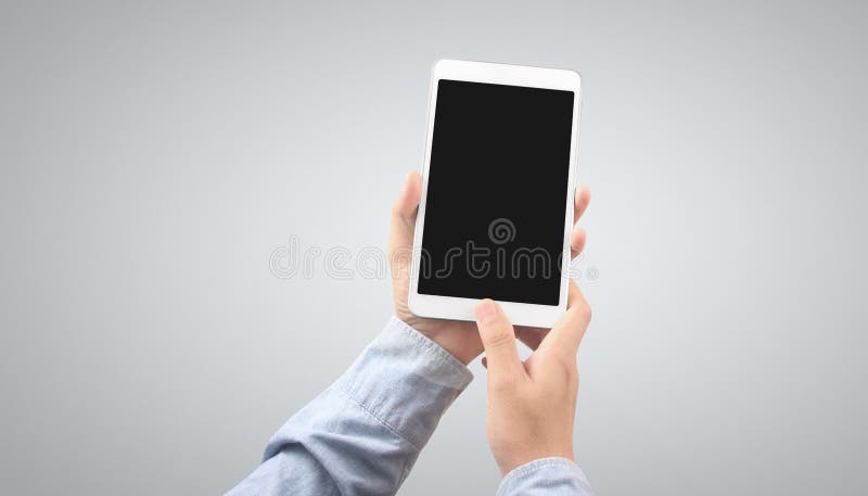 Hands Holding Tablet Touch Computer Gadget Stock Photo - Image of play ...