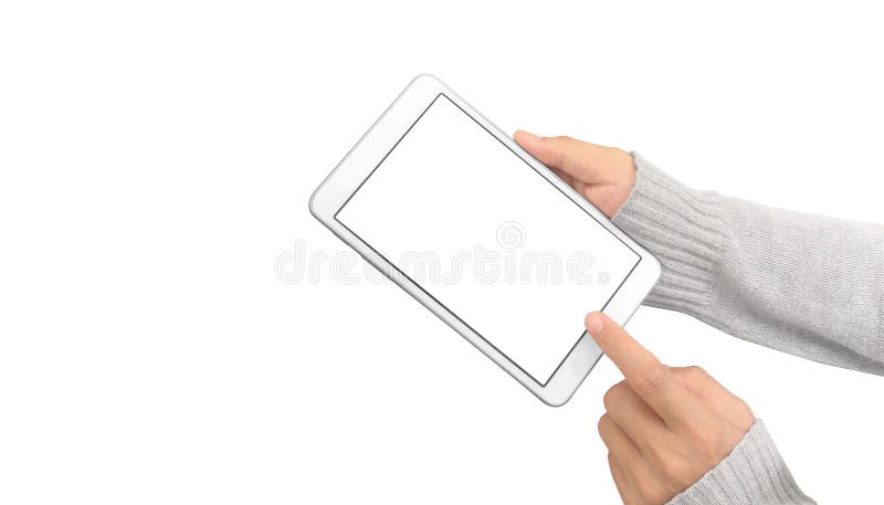 Hands Holding Tablet Touch Computer Gadget Stock Photo - Image of ...