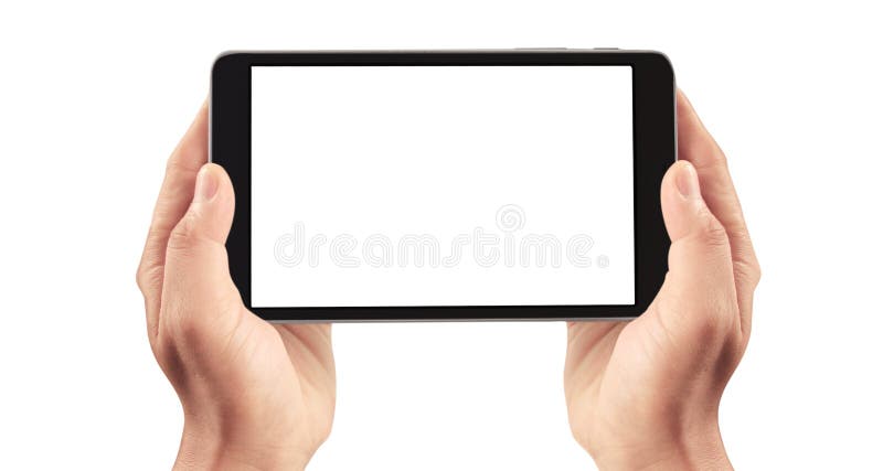 Hands Holding Tablet Touch Computer Gadget with Isolated Screen Stock ...