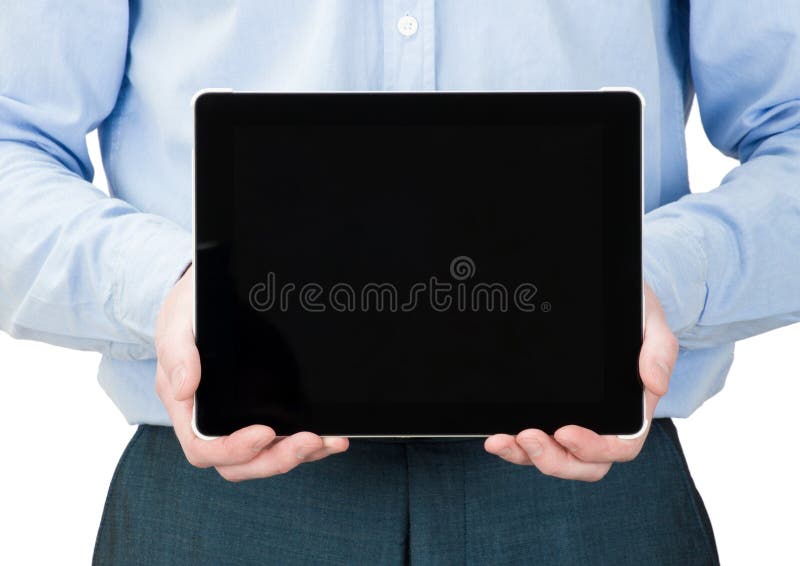 Hands Holding a Tablet Touch Computer Gadget Stock Image - Image of ...