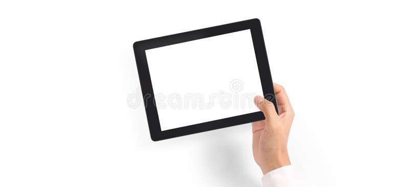 Hands Holding Tablet Touch Screen Stock Photo - Image of mini, empty ...