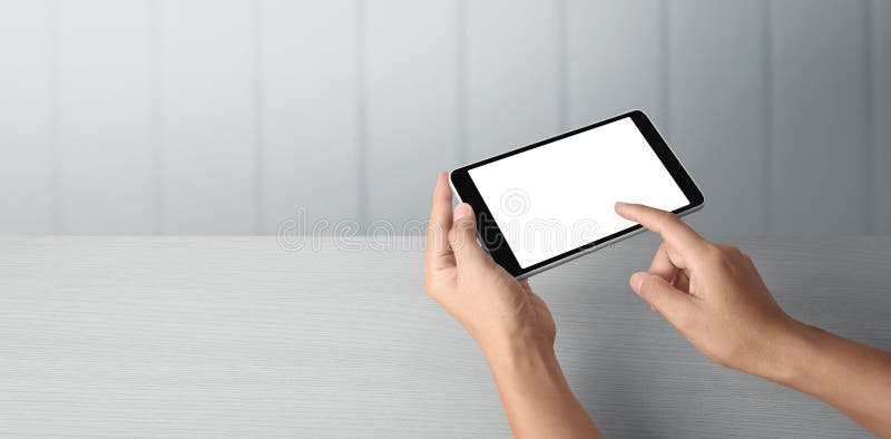Hands Holding Tablet Touch Computer Gadget with Screen Stock Photo ...