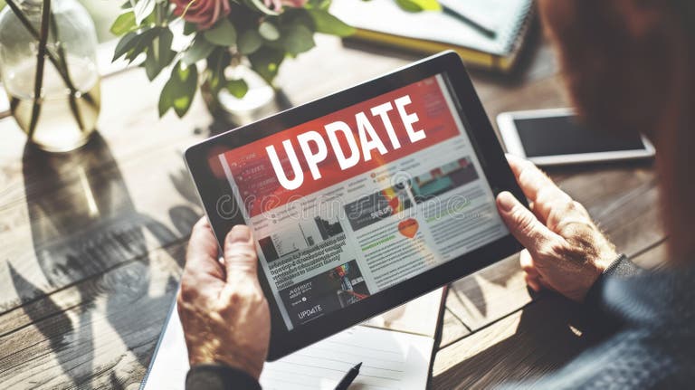 The Tablet with Update Notification. AI Generated Stock Photo - Image ...
