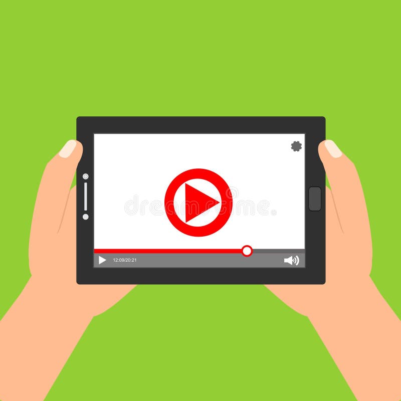 Hands Holding Smartphone and Touching Screen. Video Player on Screen ...