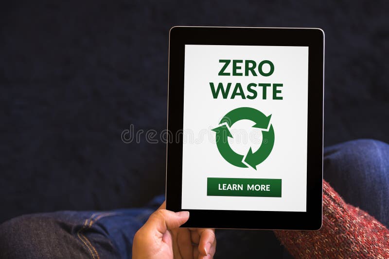Hands Holding Tablet with Zero Waste Concept on Screen Stock Image ...