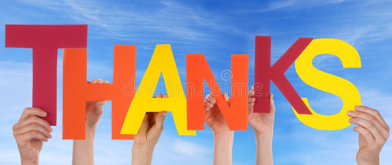 Hands Holding Thanks in Many Colors Stock Photo - Image of blue ...