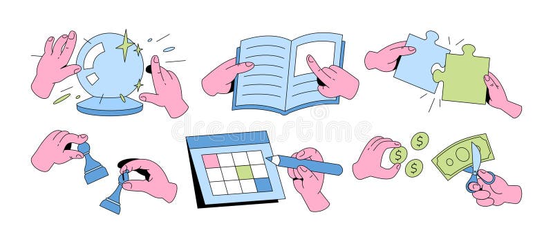 Set of Hands Holding Things. Different Objects in Human Hand, Hold ...