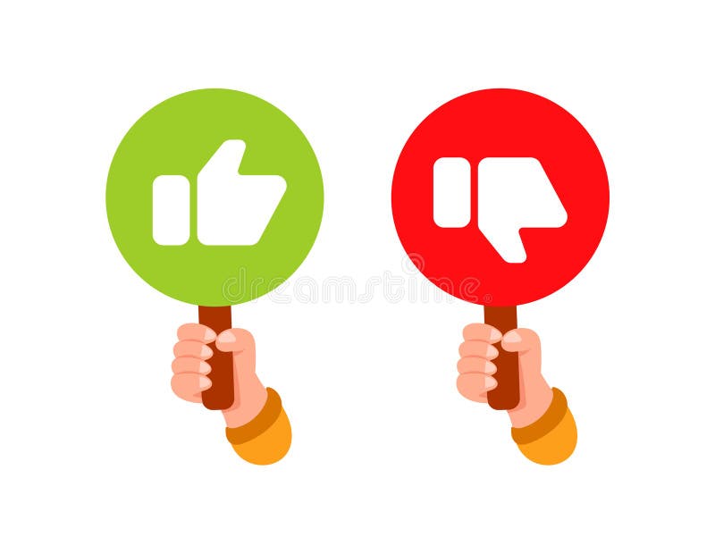 Hands Holding Thumbs Up and Down Signs for Voting or Feedback Stock ...