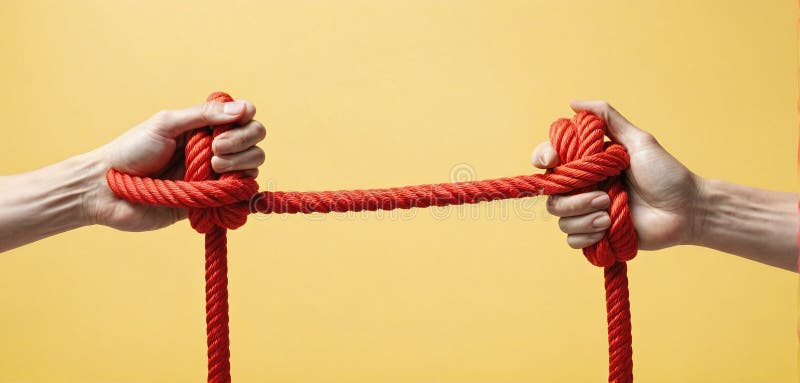 Hands Holding on To a Rope or Cord and Pulling in Different Directions ...