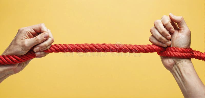 Hands Holding on To a Rope or Cord and Pulling in Different Directions ...