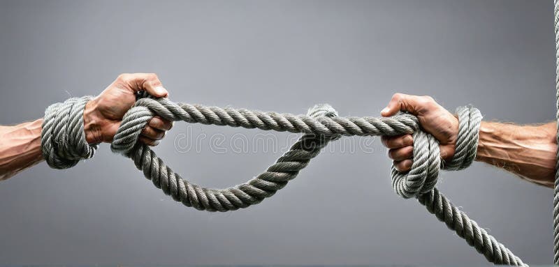 Hands Holding on To a Rope or Cord and Pulling in Different Directions ...