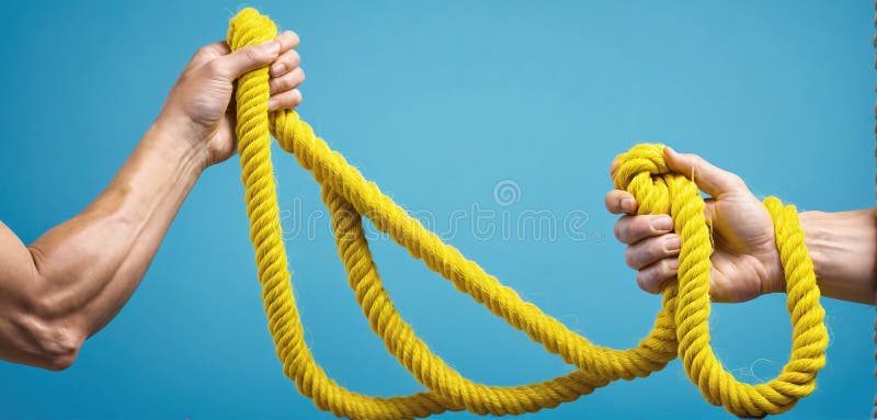 Hands Holding on To a Rope or Cord and Pulling in Different Directions ...