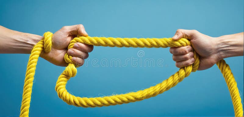 Hands Holding on To a Rope or Cord and Pulling in Different Directions ...