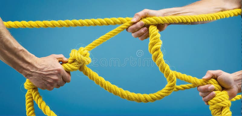 Hands Holding on To a Rope or Cord and Pulling in Different Directions ...