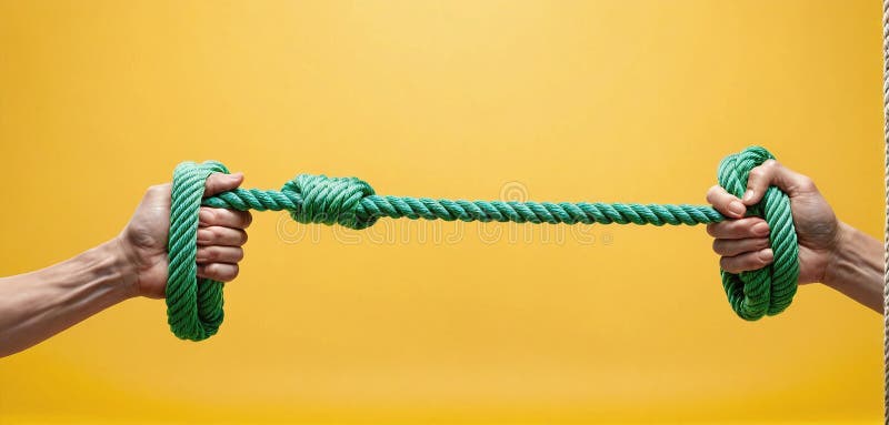 Hands Holding on To a Rope or Cord and Pulling in Different Directions ...
