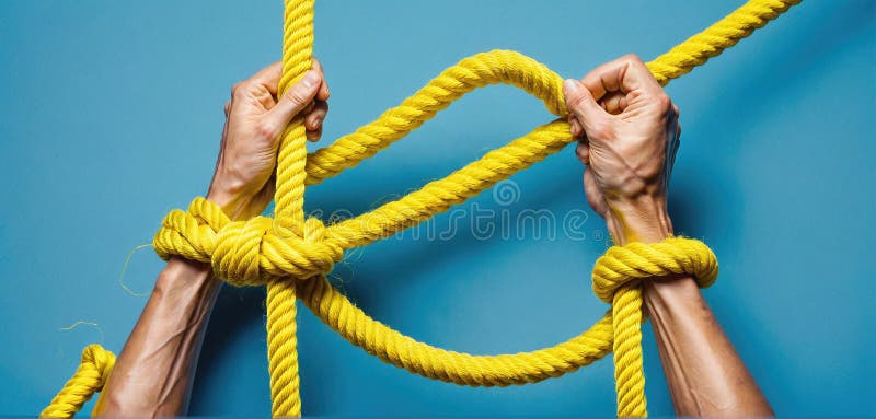 Hands Holding on To a Rope or Cord and Pulling in Different Directions ...