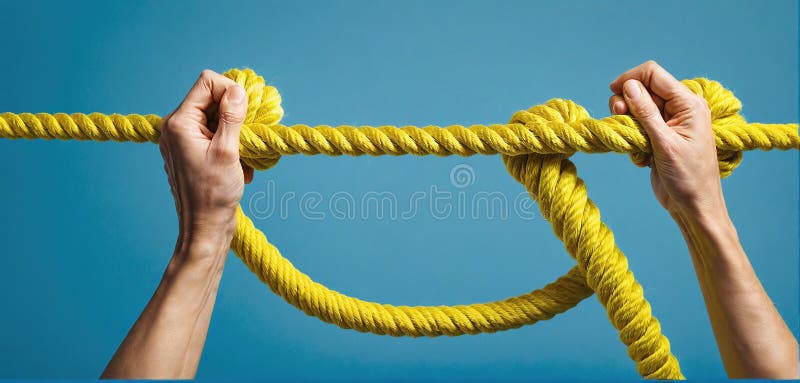 Hands Holding on To a Rope or Cord and Pulling in Different Directions ...
