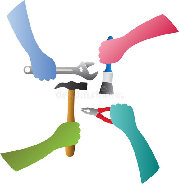 Hands holding tools stock vector. Illustration of everyday - 38626279