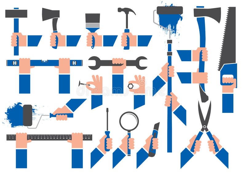HANDS HOLDING TOOLS stock vector. Illustration of painting - 75864254