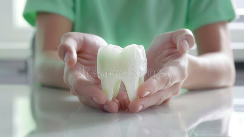 The Hands Holding Tooth Model. AI Generated Stock Photo - Image of ...