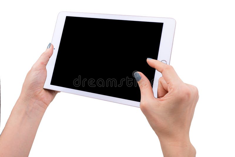 Hands Holding Touch Screen stock image. Image of holding - 127945483