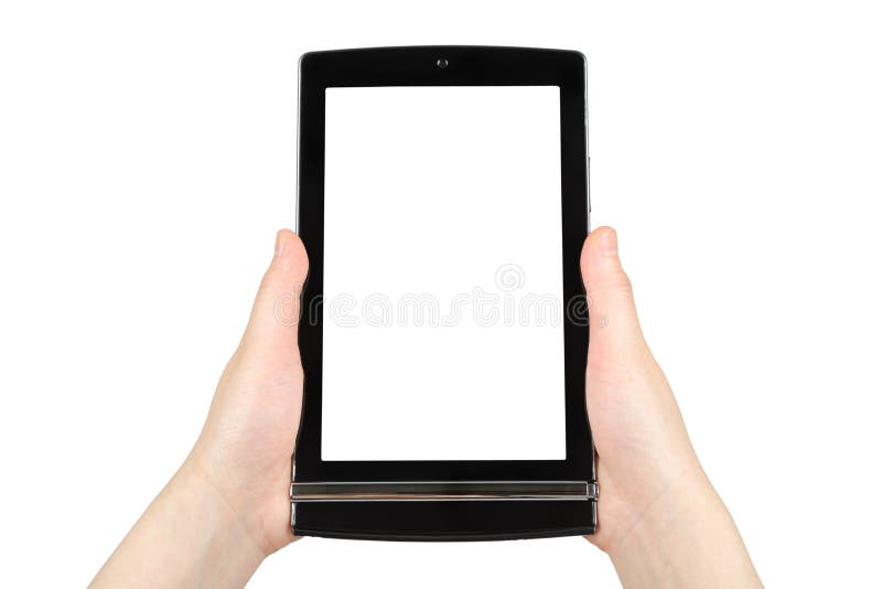 Hands Holding Touch Screen Tablet Pc Stock Photo - Image of isolated ...