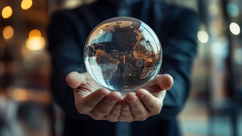 Hands Holding a Transparent Globe, Symbolizing Global Responsibility ...