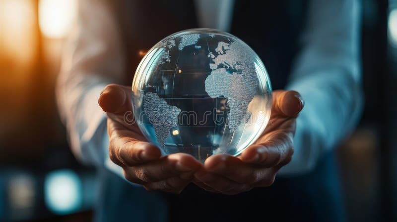 Hands Holding a Transparent Globe, Symbolizing Global Responsibility ...