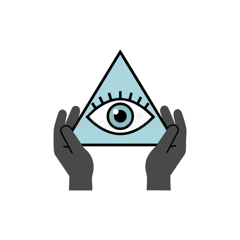 Hands Holding Triangle with Eye Symbol Design Vector Illustration Stock ...