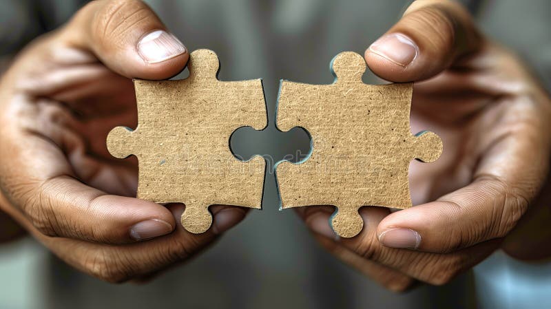 Connecting Puzzle Pieces in Hands Symbol of Unity Stock Illustration ...