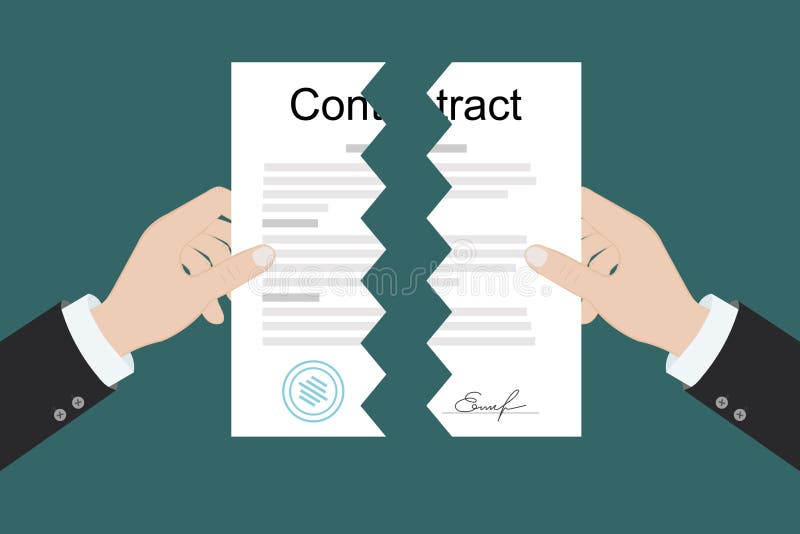 Hands Holding Two Parts Torn Contract, Flat Vector Illustration Stock ...