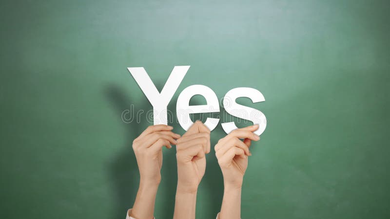 Hands holding up yes stock footage. Video of education - 63028506
