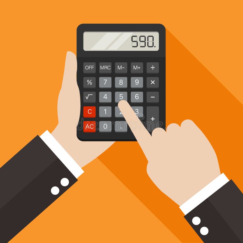 Hands Holding and Using a Calculator Stock Vector - Illustration of ...