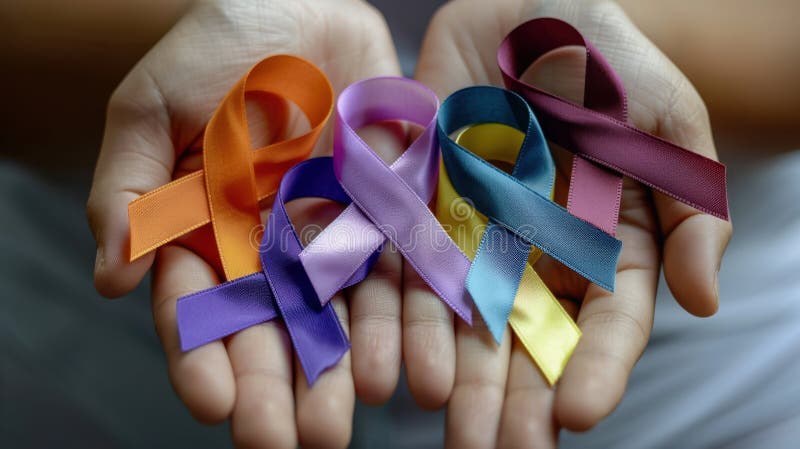 The Multicolored Awareness Ribbons.AI Generated Image Stock Photo ...