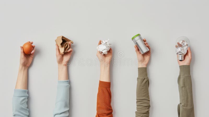 The Hands Holding Various Recyclable Items.AI Generated Image Stock ...