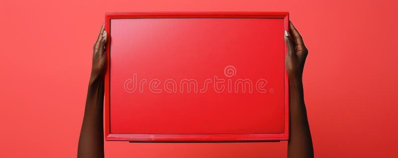 Hands Holding a Vibrant Red TV Screen on a Transparent Background with ...