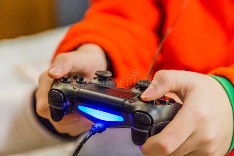 Hands Holding Videogames Wireless Controller Stock Photo - Image of ...