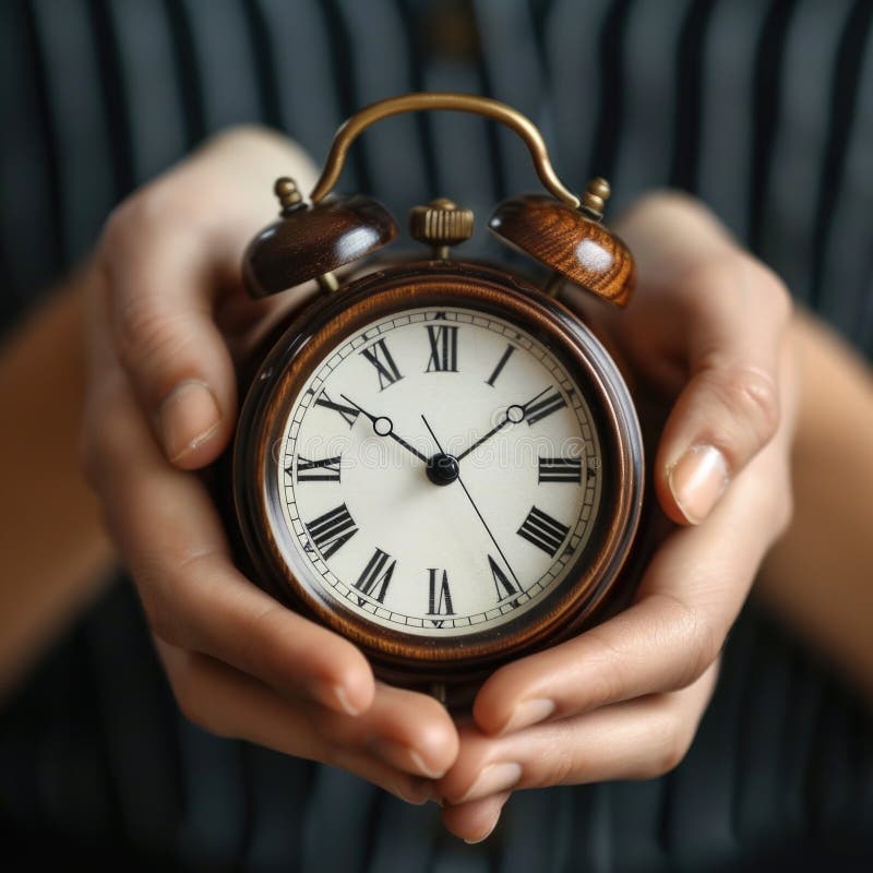 Hands Holding Clock. Ai Generated Stock Photo - Image of minute, female ...