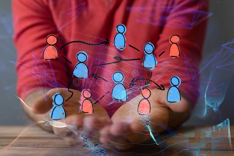 Hands Holding Virtual Profile Icons. Global Network, Communication ...