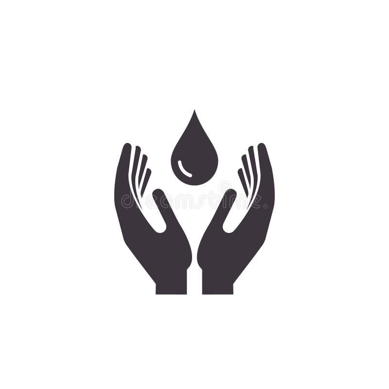 Hands Holding a Water Drop Vector Illustration. Hands Protecting Water ...