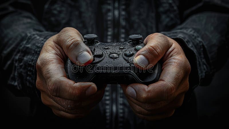 Hands Holding a Wet Gaming Controller Stock Illustration - Illustration ...