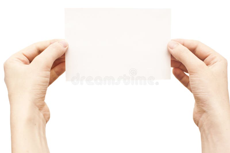 Hands Holding White Paper Sheet Stock Image - Image of article ...