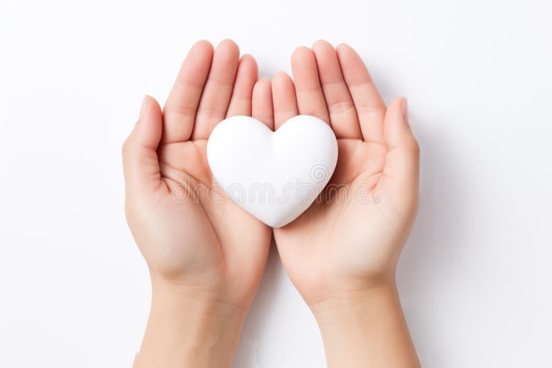 Hands Holding a White Heart Stock Illustration - Illustration of ...