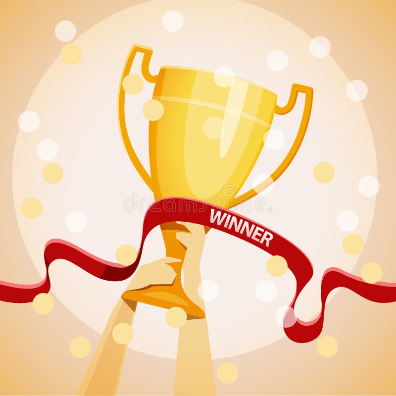 Hands Holding the Winner`s Cup Stock Vector - Illustration of bright ...