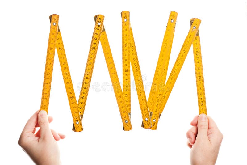 Hands Holding Wooden Folding Ruler Stock Photo - Image of holding, hand ...